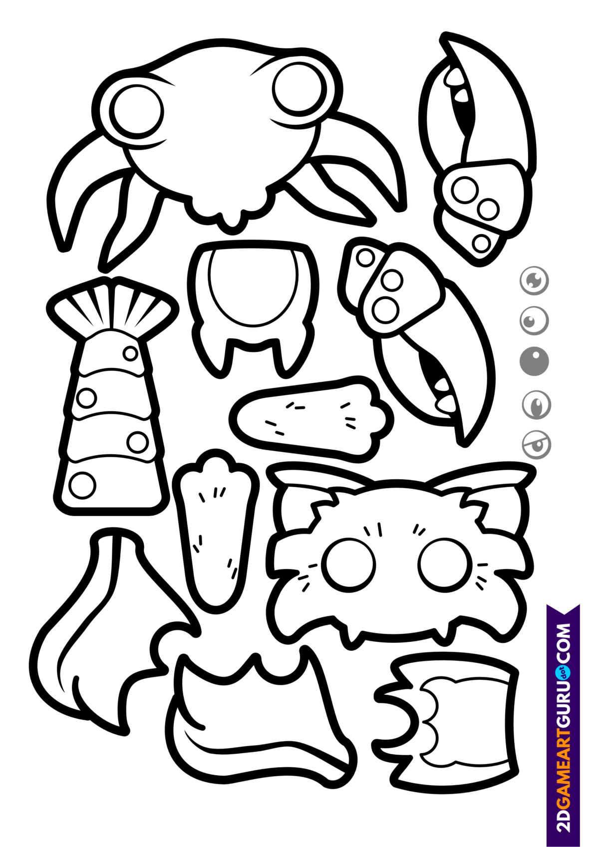 Colour-Cut-Glue - craft sheets for kids - 2dgameartguru